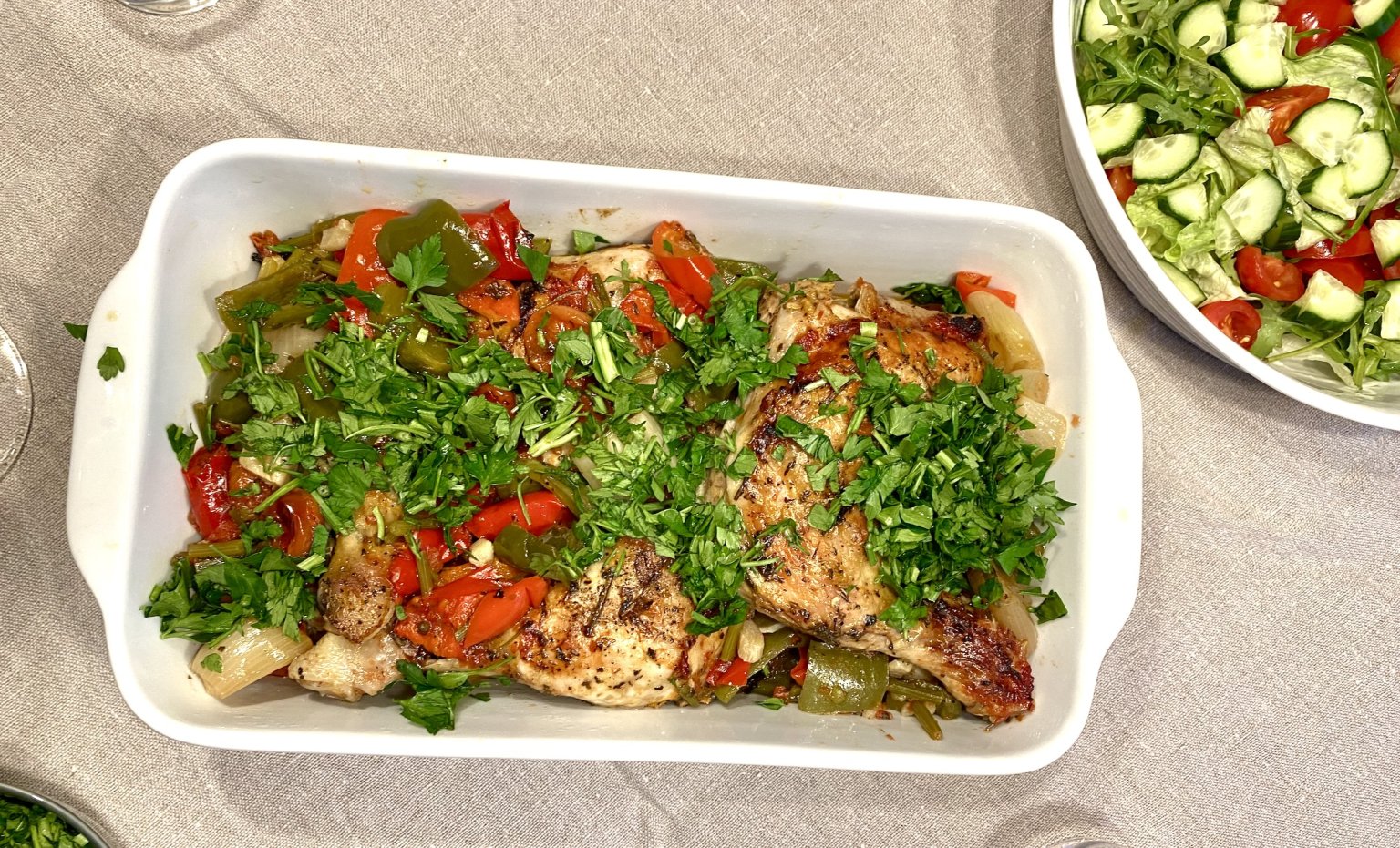 Rustic French Chicken Casserole with Bell Peppers - cookingwithella.com
